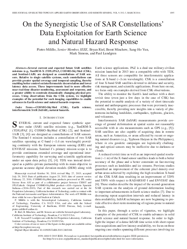 (PDF) On the Synergistic Use of SAR Constellations' Data Exploitation ...