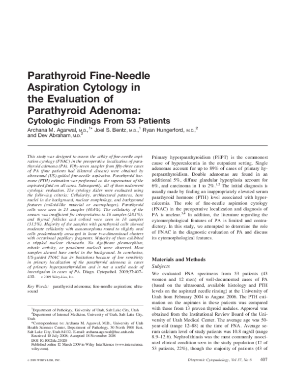 (PDF) Parathyroid fine-needle aspiration cytology in the evaluation of ...