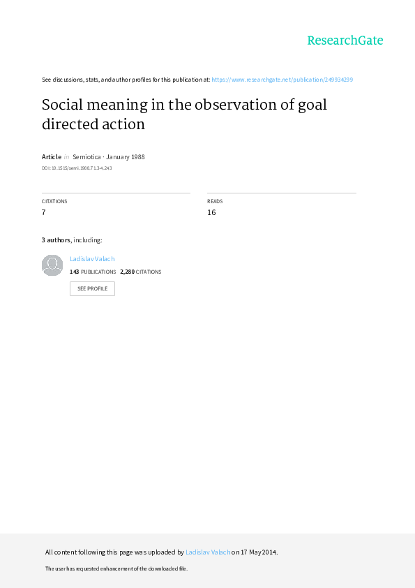(PDF) Social meaning in the observation of goal directed action