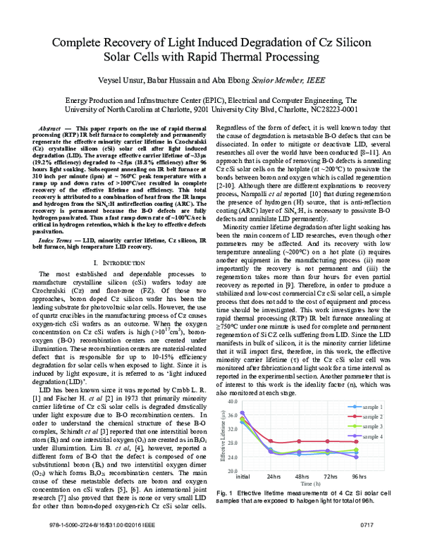 (PDF) Complete Recovery of Light Induced Degradation of Cz Silicon ...