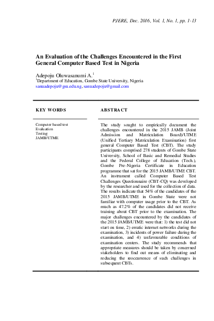 (PDF) An Evaluation of the Challenges Encountered in the First General ...