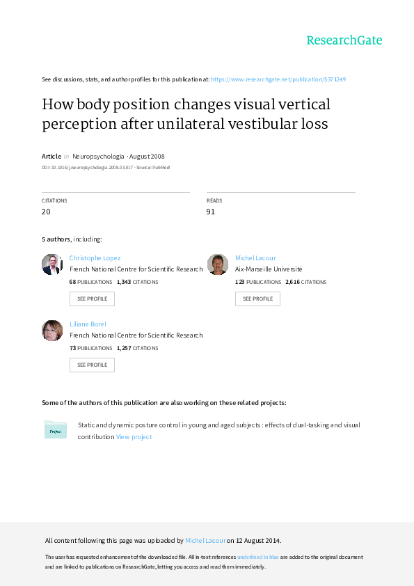 (PDF) How body position changes visual vertical perception after ...
