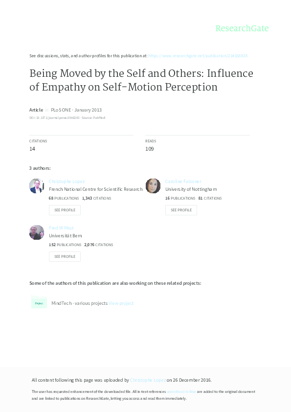 (PDF) Being Moved by the Self and Others: Influence of Empathy on Self ...