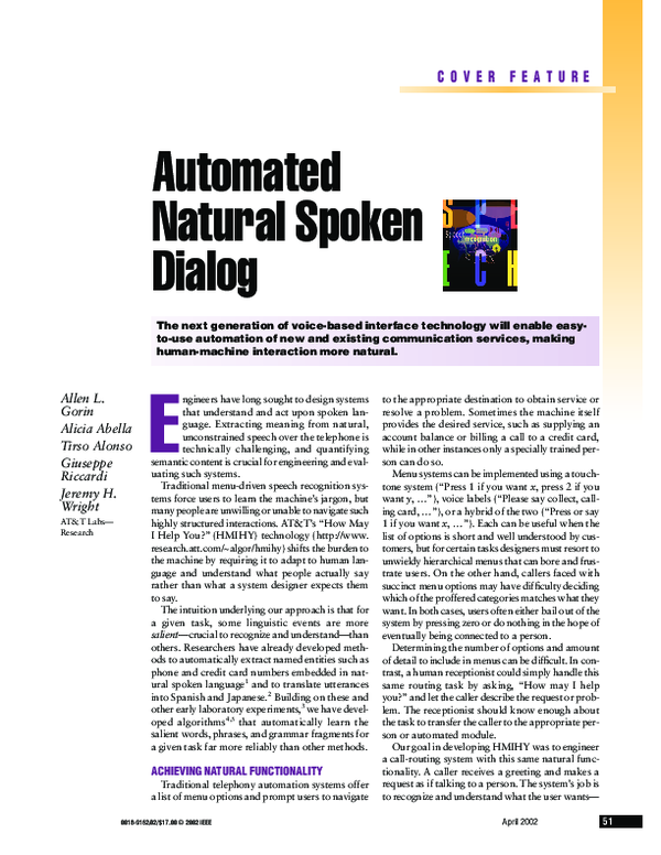 (PDF) Automated natural spoken dialog