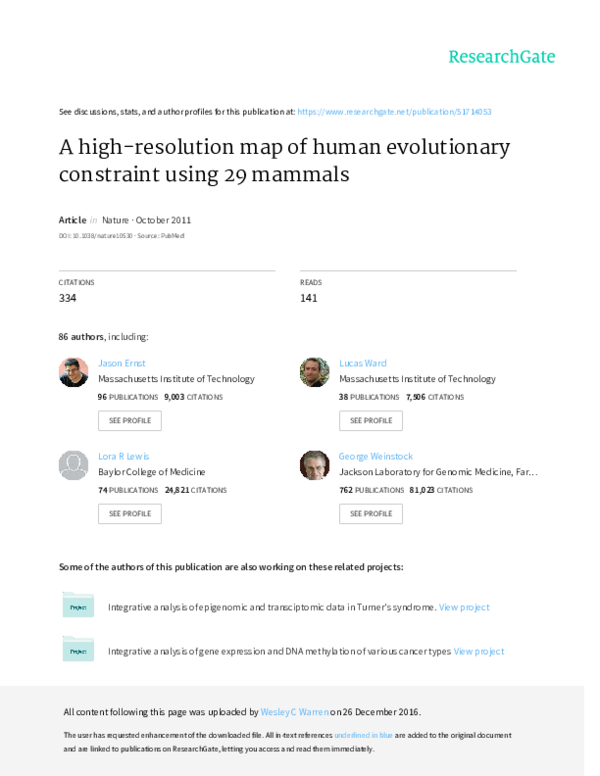 (PDF) A high-resolution map of human evolutionary constraint using 29 ...