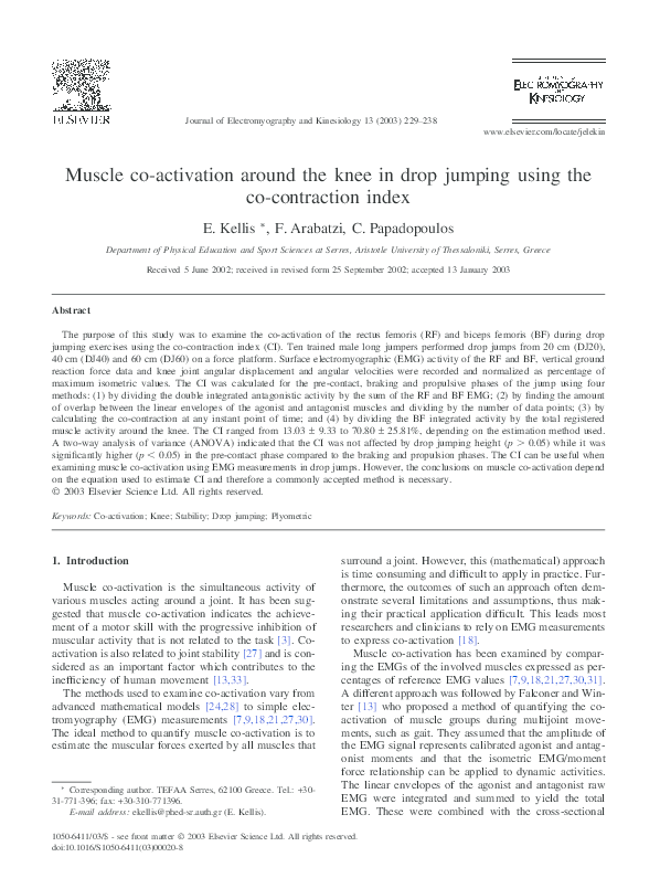 (PDF) Muscle co-activation around the knee in drop jumping using the co ...
