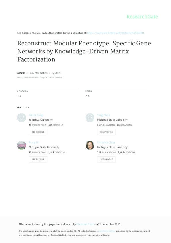 (PDF) Reconstruct modular phenotype-specific gene networks by knowledge ...