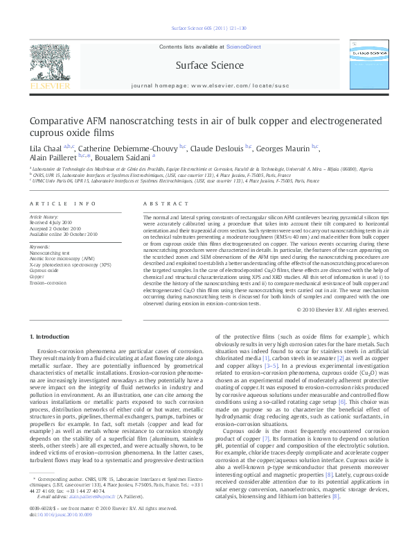 (PDF) Comparative AFM nanoscratching tests in air of bulk copper and ...