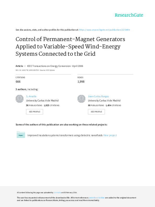 Pdf Robust Backstepping Control Of Variable Speed Wind Turbines With