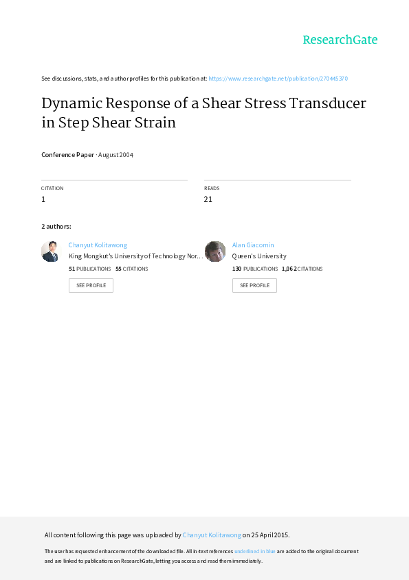 (PDF) Dynamic response of a shear stress transducer in the sliding ...