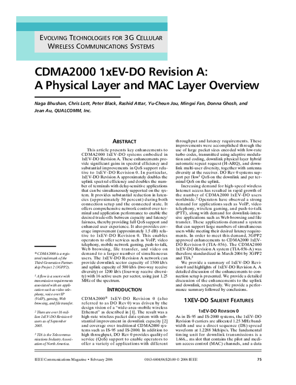 (PDF) CDMA2000 1× EV-DO revision a: a physical layer and MAC layer overview
