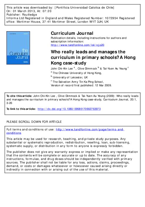 (PDF) Curriculum Journal Who really leads and manages the curriculum in ...