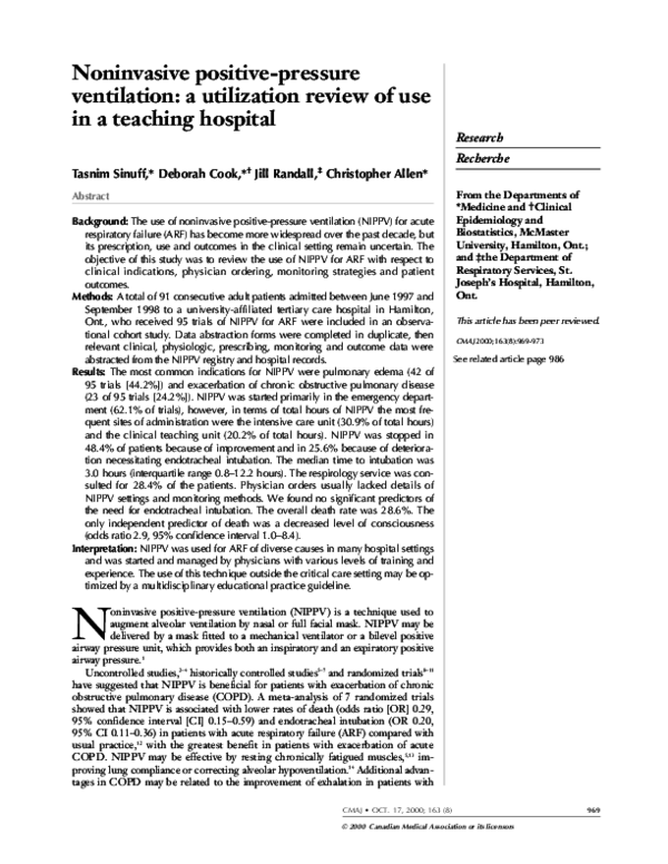 (PDF) Non-invasive versus invasive ventilation in chronic obstructive ...