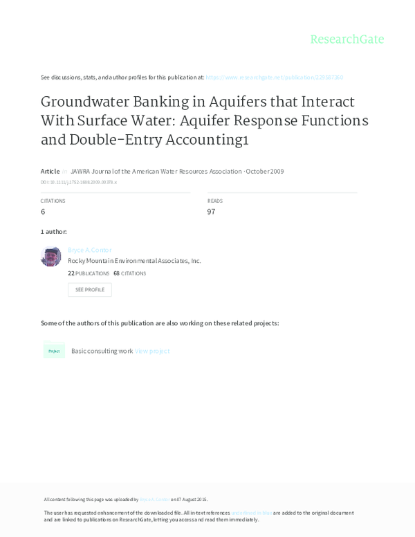 (PDF) Groundwater Banking in Aquifers that Interact With Surface Water ...