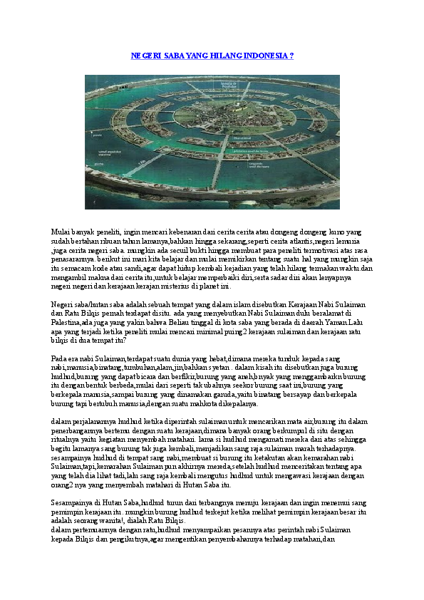 (DOC) NEGERI SABA YANG HILANG INDONESIA