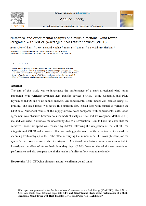 (PDF) Numerical and experimental analysis of a multi-directional wind ...