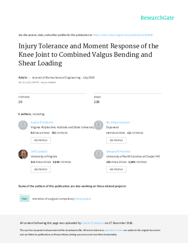 (PDF) Injury tolerance and moment response of the knee joint to ...