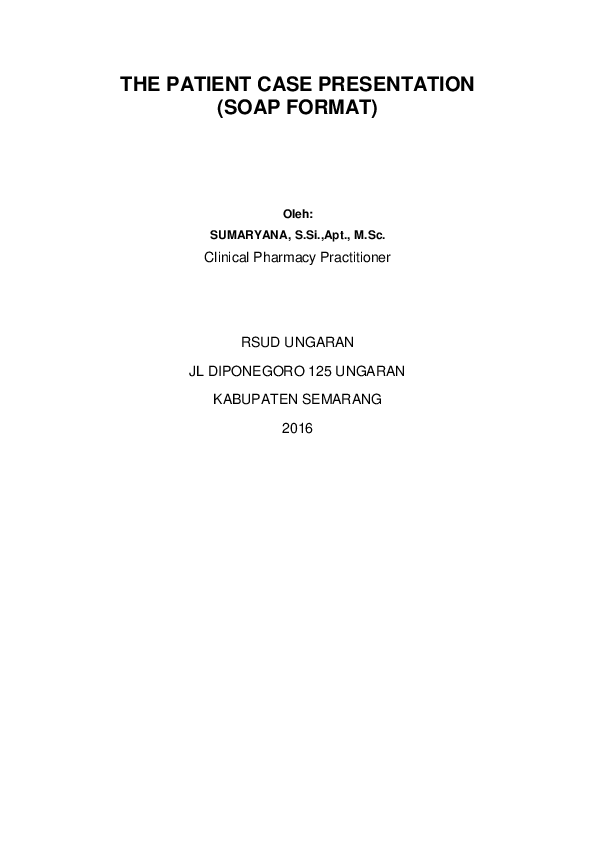 (PDF) THE PATIENT CASE PRESENTATION (SOAP FORMAT