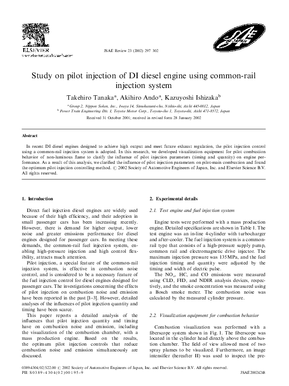 (PDF) Study on pilot injection of DI diesel engine using common-rail ...