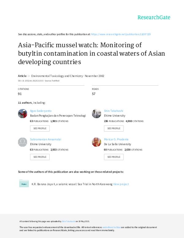 (PDF) Asia-Pacific mussel watch: Monitoring of butyltin contamination ...