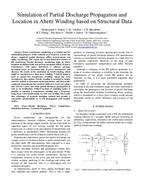 Pdf Simulation Of Partial Discharge Propagation And Location In