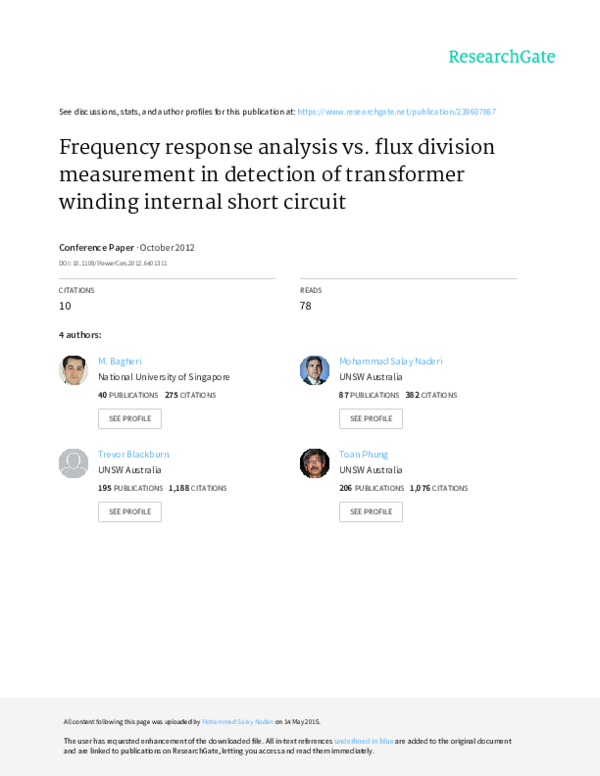 (PDF) Frequency response analysis vs. flux division measurement in detection of transformer ...