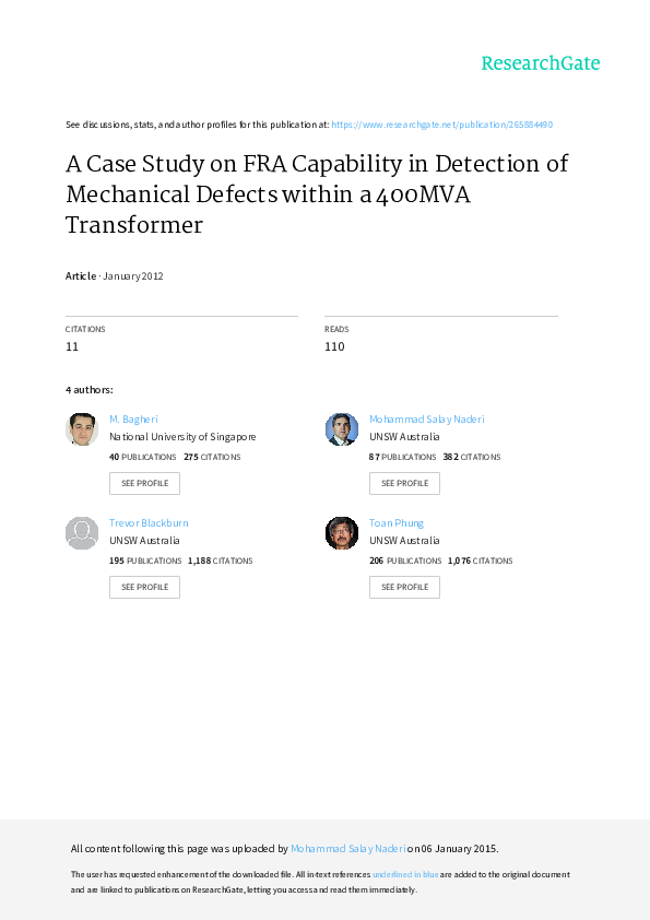 (PDF) A Case Study on FRA Capability in Detection of Mechanical Defects ...