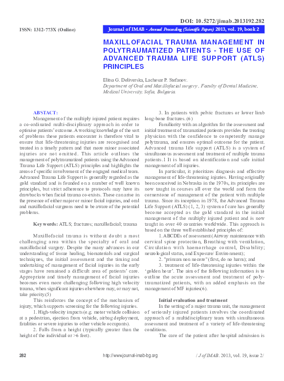 (PDF) Maxillofacial Trauma Management in Polytraumatized Patients – the ...