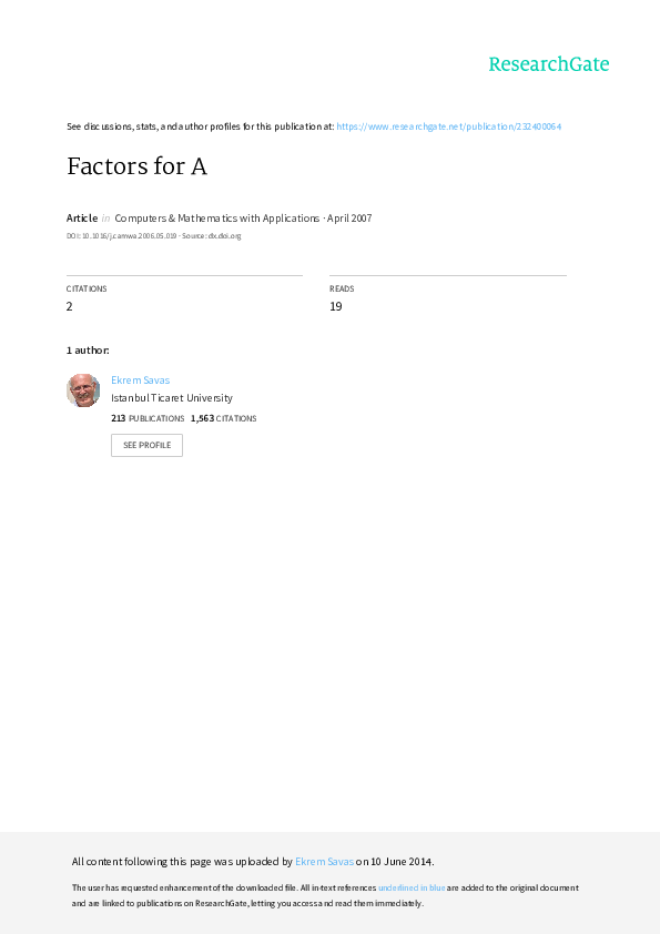 Pdf Factors For Summability Of Infinite Series