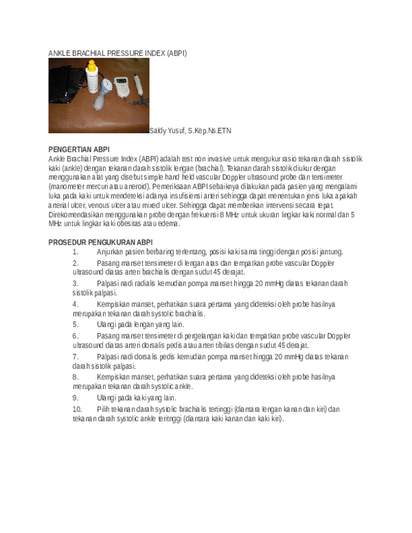 (DOC) ANKLE BRACHIAL PRESSURE INDEX (ABPI