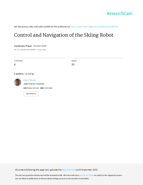 (PDF) Control and navigation of the skiing robot