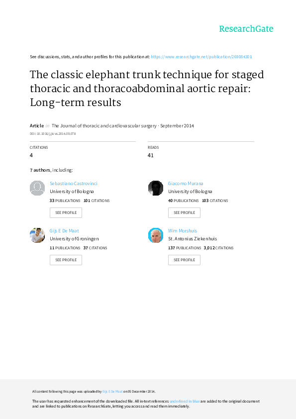 (PDF) The classic elephant trunk technique for staged thoracic and ...