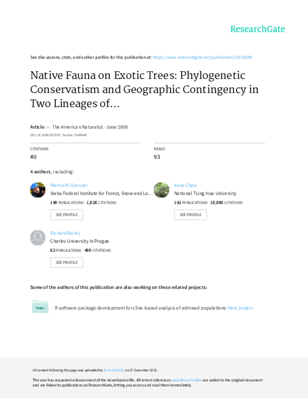 (PDF) Native fauna on exotic trees: phylogenetic conservatism and ...