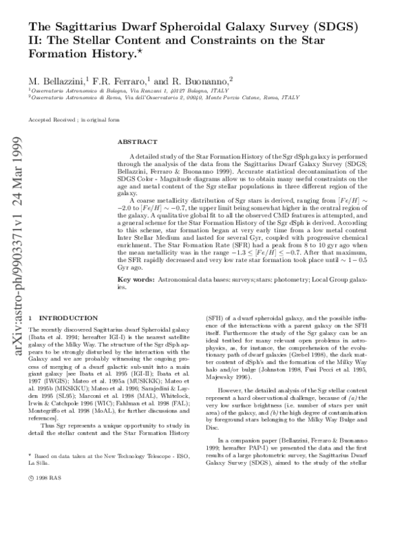 (PDF) The Sagittarius Dwarf Spheroidal Galaxy Survey (SDGS) II: The ...