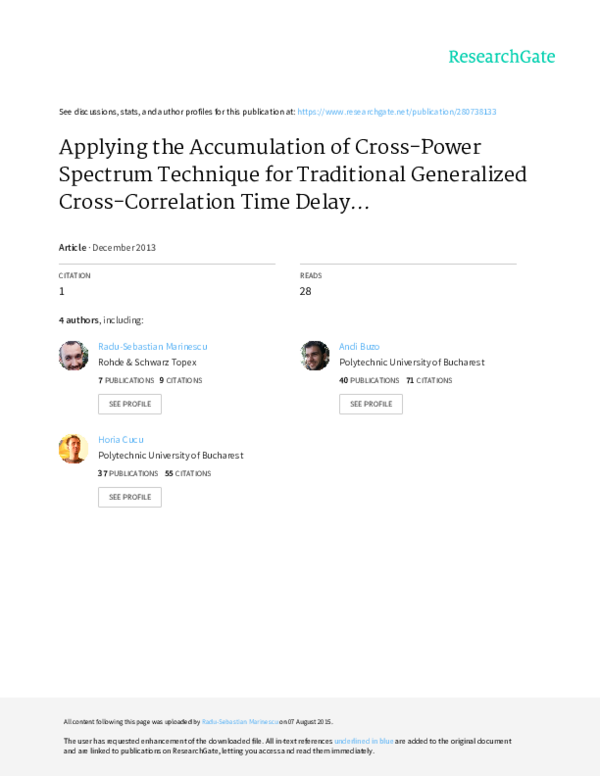 Pdf Applying The Accumulation Of Cross Power Spectrum Technique For Traditional Generalized