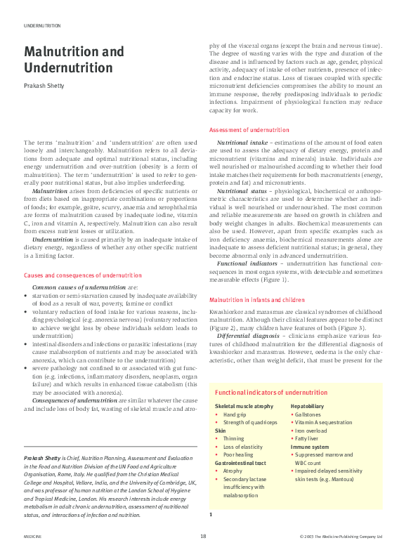 (PDF) Malnutrition and Undernutrition