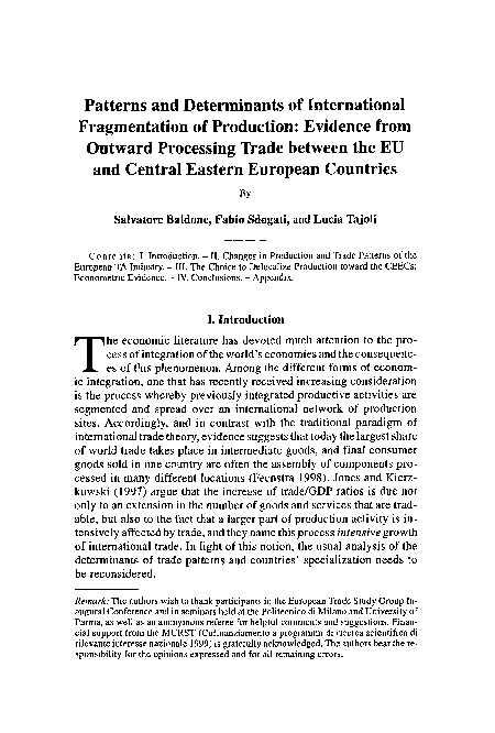 (PDF) Patterns and Determinants of International Fragmentation of ...