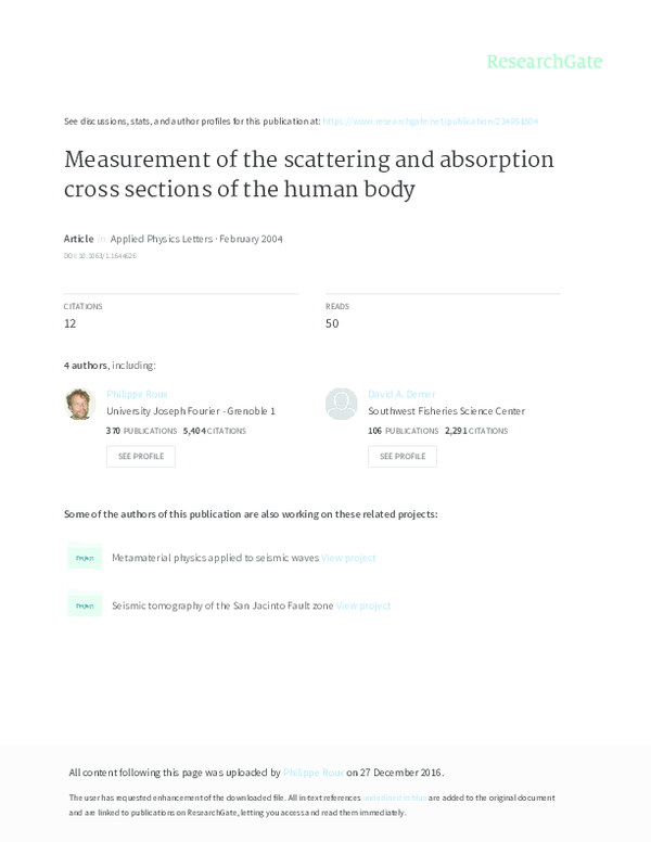 (PDF) Measurement of the scattering and absorption cross sections of ...