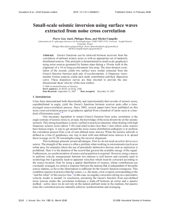 (PDF) Small-scale geophysics inversion using surface wave extracted ...