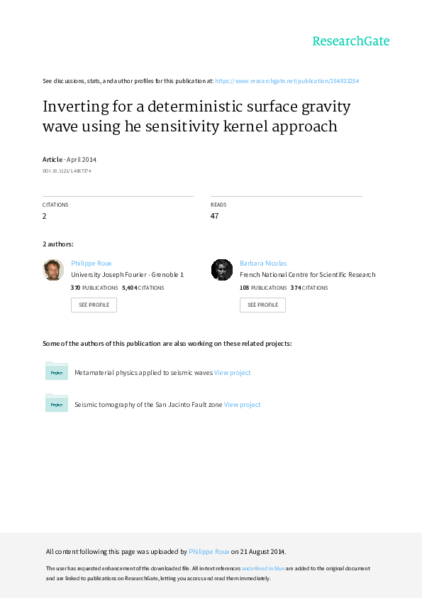 (PDF) Inverting for a deterministic surface gravity wave using the ...