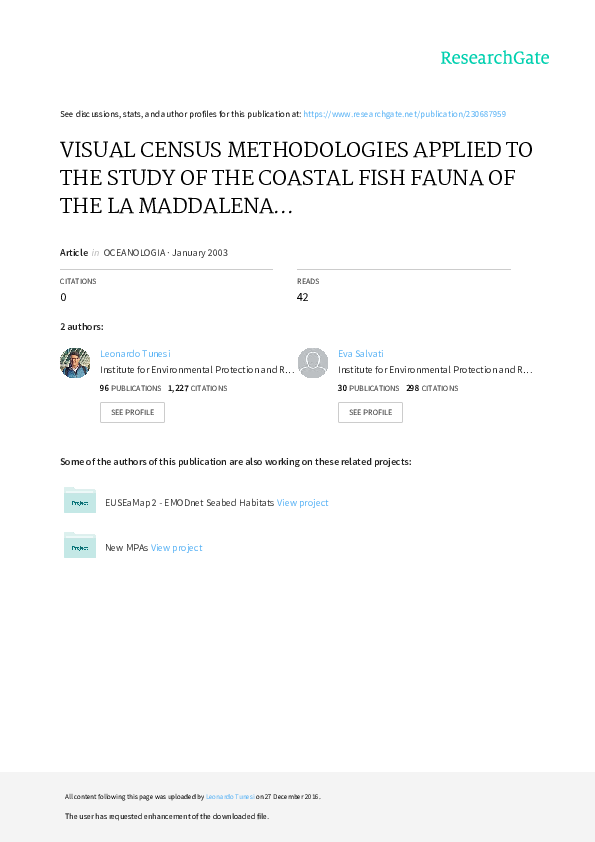 (PDF) Visual Census Methodologies Applied to the Study of the Coastal ...