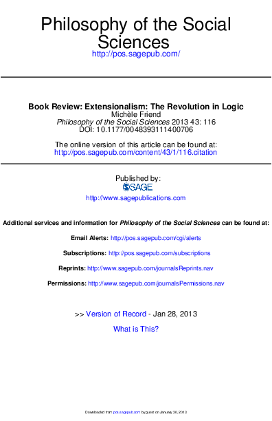 (PDF) Reviews of Extensionalism The Revolution in Logic