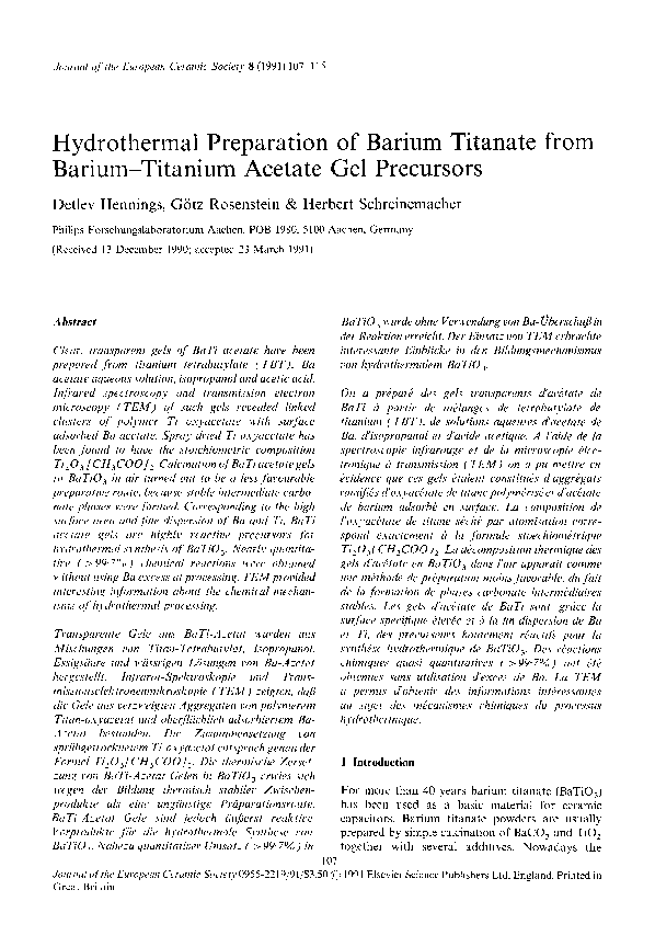 (PDF) Hydrothermal preparation of barium titanate from barium-titanium ...