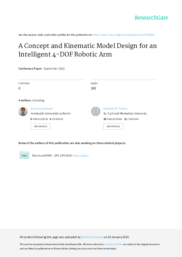 (PDF) A Concept and Kinematic Model Design for an Intelligent 4-DOF ...