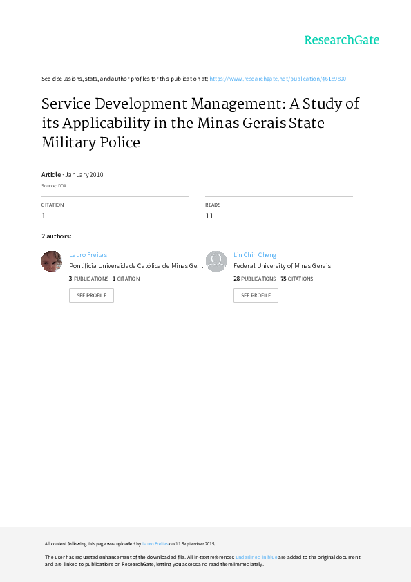 (PDF) Service Development Management: A Study of its Applicability in ...