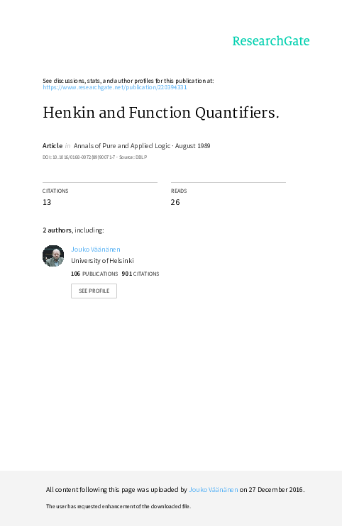 (PDF) Henkin and function quantifiers
