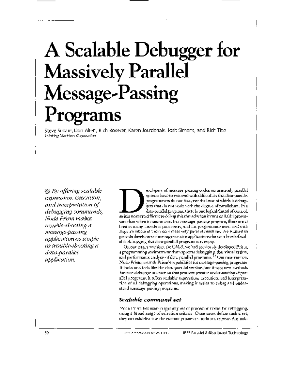 (PDF) A scalable debugger for massively parallel message-passing programs