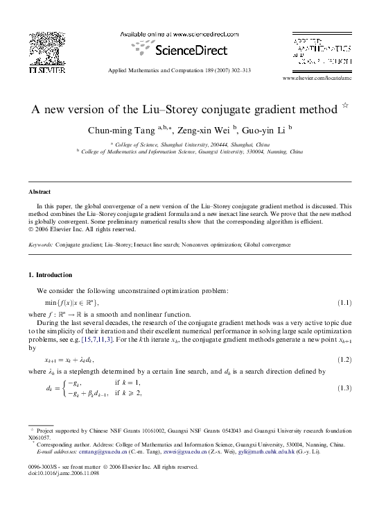 Pdf A New Version Of The Liustorey Conjugate Gradient Method