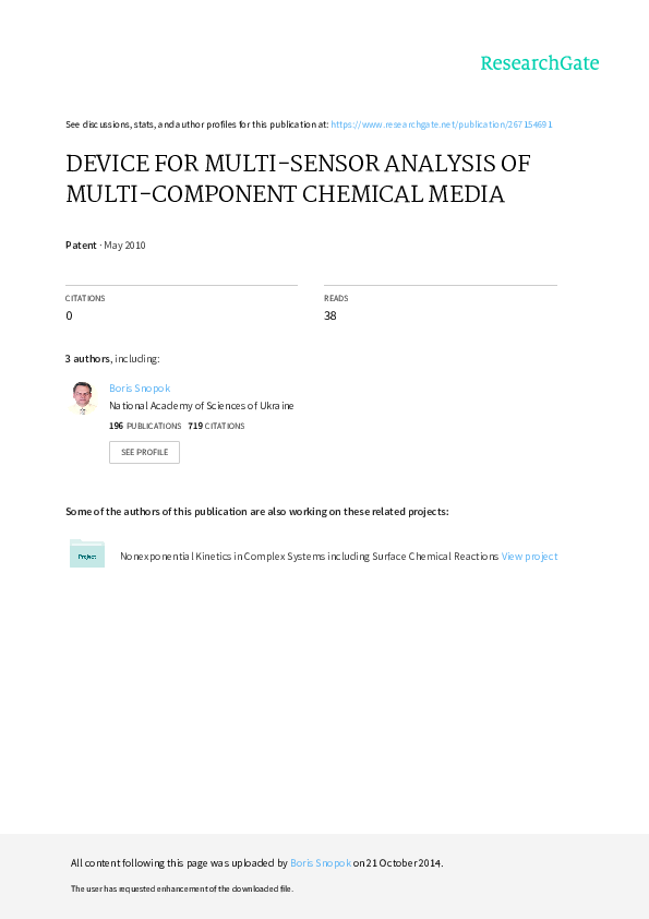 (PDF) Device for Multi-Sensor Analysis of Multi-Component Chemical Media