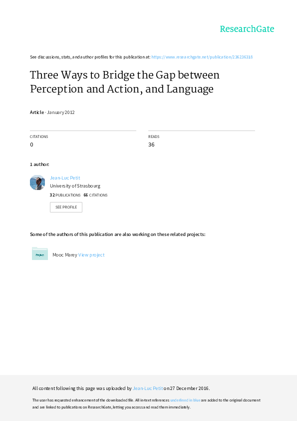 (PDF) Three Ways to Bridge the Gap between Perception and Action, and ...